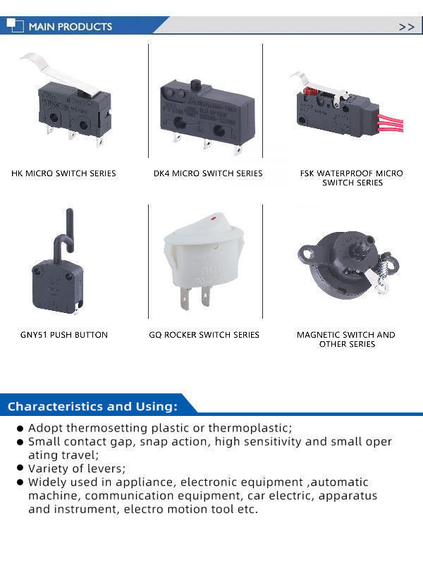 China Sub-miniature snap-action micro switches, up to 5A/10A/16A125 ...