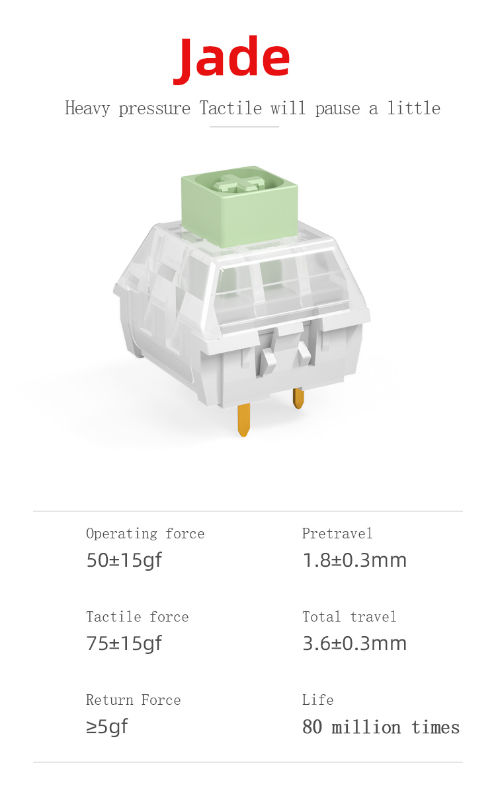 China Kailh BOX Jade Keyboard Switches, big bump clicky, 80 million ...