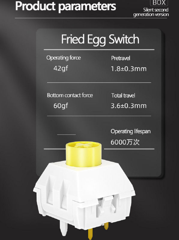 China Kailh BOX Switch, Silent V2, Fried Egg, POM material, Linear Type ...
