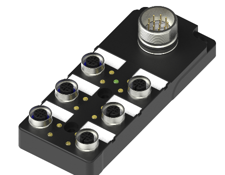 China M12 6 ports signle signal sensor actuator boxe with M23 vertical connection for factory ...