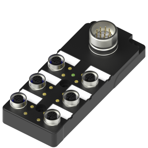 China M12 6 ports signle signal sensor actuator boxe with M23 vertical ...