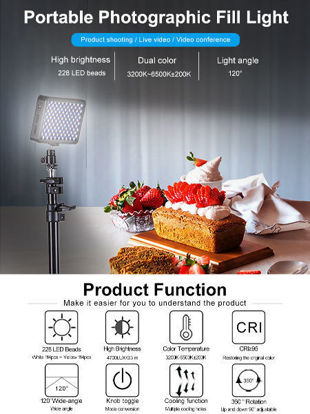 W228 LED Video Light 3200-6500k Dimmable Ultra Bright Panel Digital ...