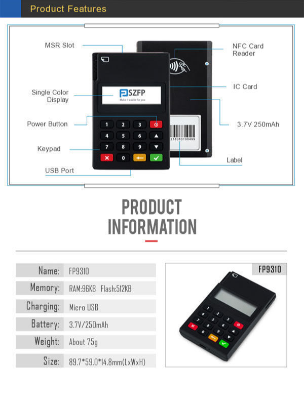 China Mini pos handheld device EMV card reader offline payment machine ...