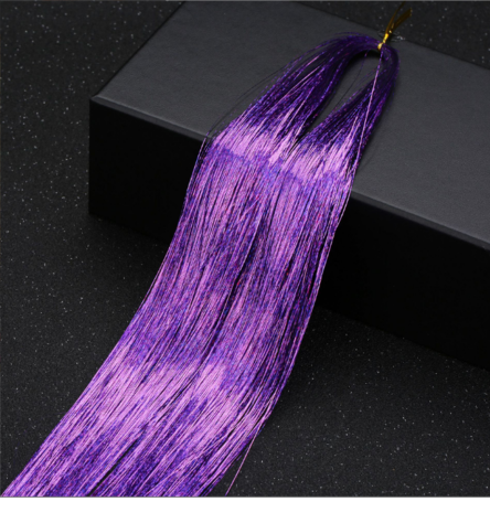 New tinsel hair wigs closures extensions multicolored PET laser hair ...