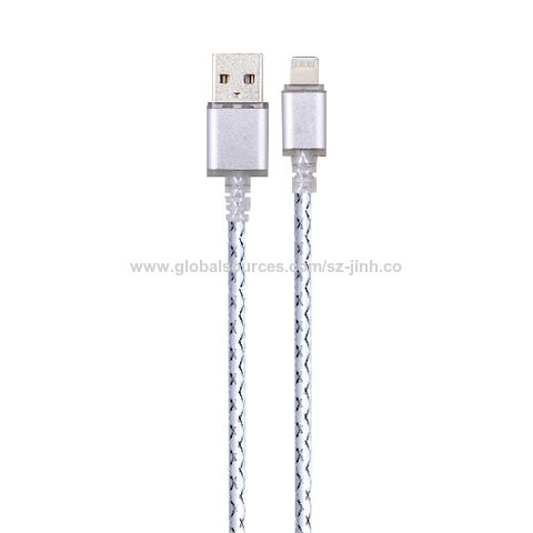 China USB A to 8-pin lightning golden metal housing PP jacket cable on ...
