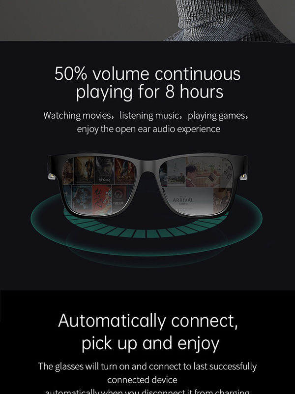 China Smart Bluetooth Audio Sunglasses with Open Ear Headphones - Voice ...