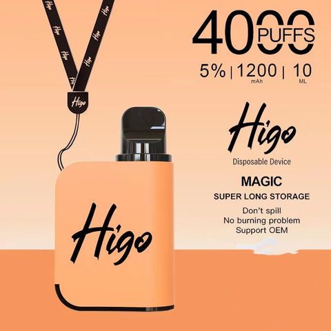 China 4000 Puffs Higo Mesh Coil 5% Nicotine 1200 mAh Battery Rectangle ...