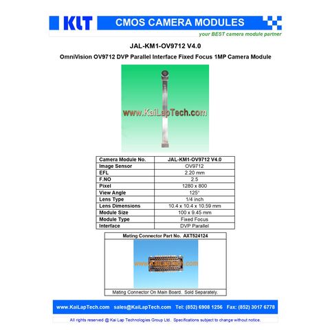 Hong Kong SAR JAL-KM1-OV9712 V4.0 OV9712 DVP Parallel Interface Fixed ...