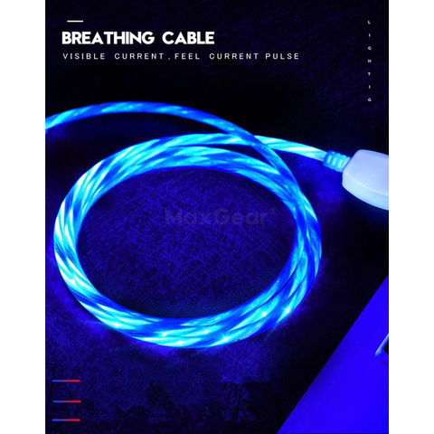 China Flowing Visible LED Light USB Quick Charging Data Sync Cable For ...