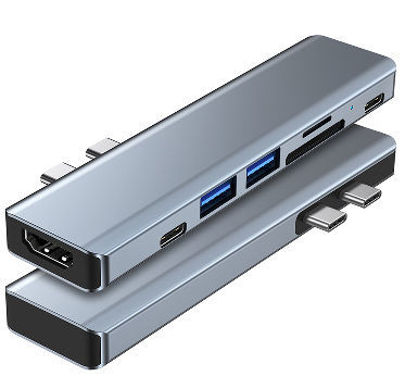 China 7 in 2 thunderbolt 3 multiport dual usb-c hub adapter to usb c ...
