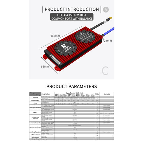 China Daly OEM DEM Lifepo4 BMS 16S 80A 48v common port Balance Battery ...