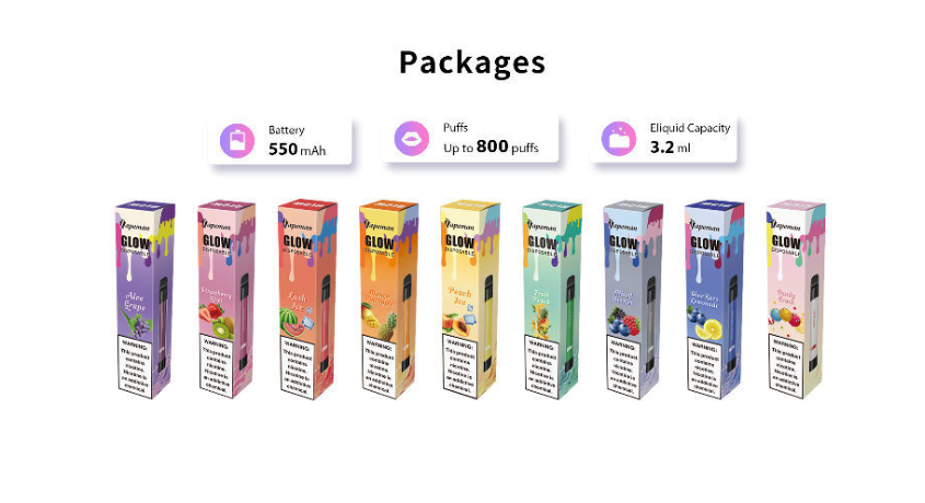 China Authentic Vapeman Glow 800 Puff 550mAh Battery LED Light ...