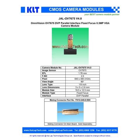Hong Kong SAR JAL-OV7675 V4.0 OV7675 DVP Parallel Interface Fixed Focus ...