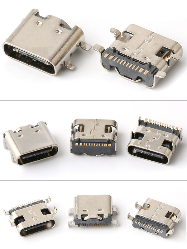 China USB C Connectors Female Hybrid Right-Angle Receptacle ,24PIN 16p ...