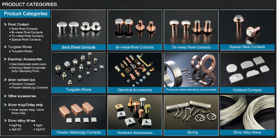 China Electrical Contact Points Contact tips rivet powder Metallurgy ...