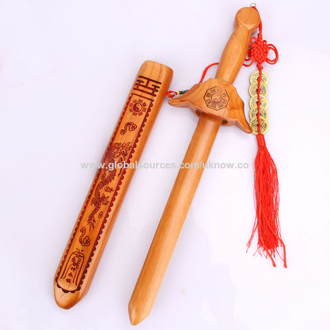 China Cinnabar Peach Wood Sword Ornament Peach Wood Handicraft Pendant ...