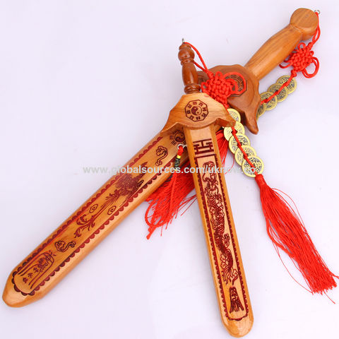 China Cinnabar Peach Wood Sword Ornament Peach Wood Handicraft Pendant ...