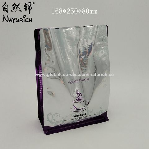 China Quad seal square bottom solid drinks packing bag with zipper Food ...