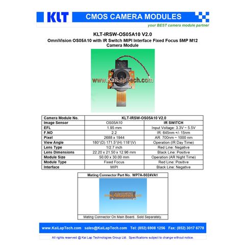 Hong Kong SAR KLT-IRSW-OS05A10 V2.0 OS05A10 with IR Switch MIPI ...