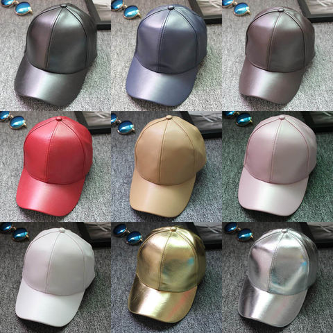 China Macaroon leather light plate solid color baseball cap hip hop ...