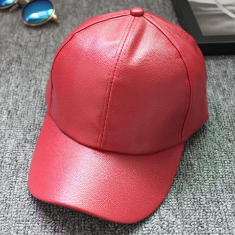 China Macaroon leather light plate solid color baseball cap hip hop ...