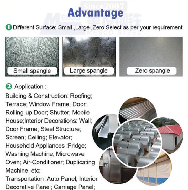 China GI DX51D hot dipped Zero spangle Galvanized steel coils on Global ...