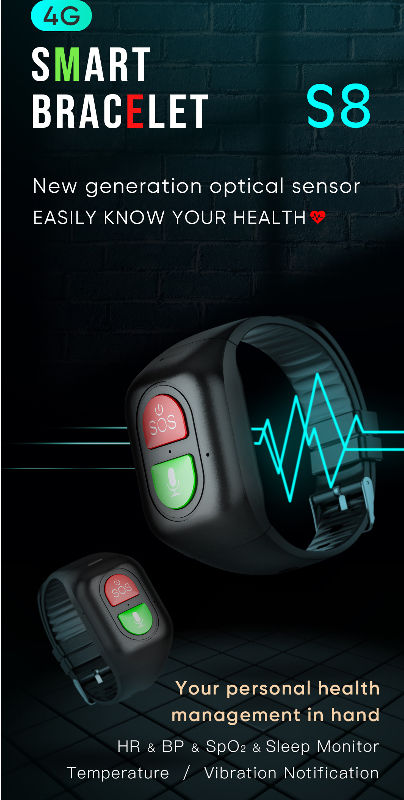 China S8 GPS Tracker Blood Pressure and Heart Rate monitoring bracelet ...
