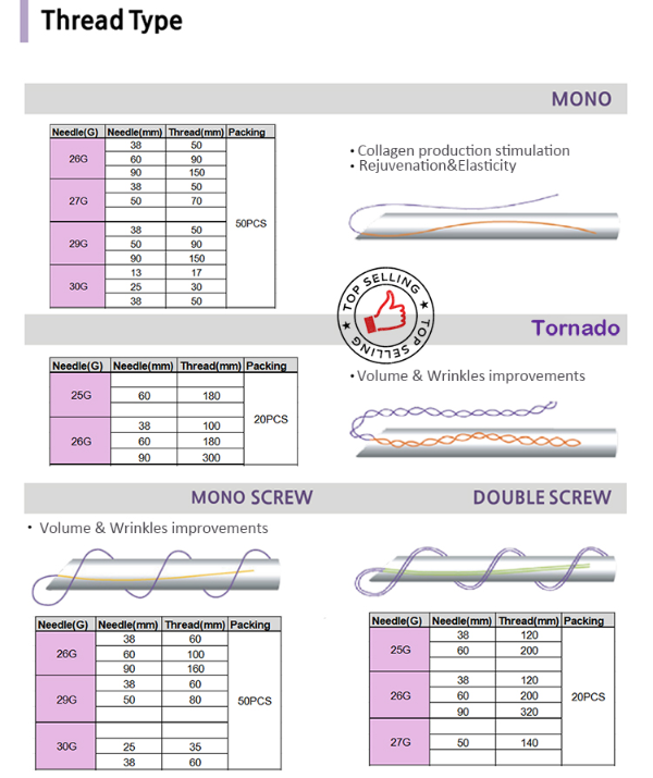 China Best Seller Pdo thread Tornado Screw 26g 27g 18g 19g V lifting ...