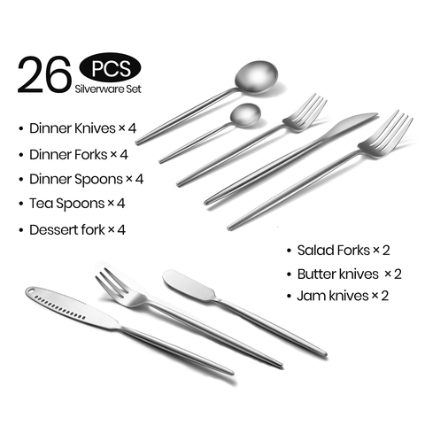 China Elegant Eating Utensils Polished Knives Spoons Forks set 26-Piece ...