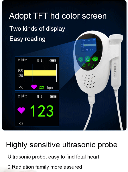 Ultrasound Fetal Doppler heart rate instrument fast detection fetal ...