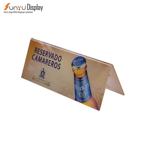 China Advertising Display Brand Acrylic V Shape Sign Holder Table Tent ...