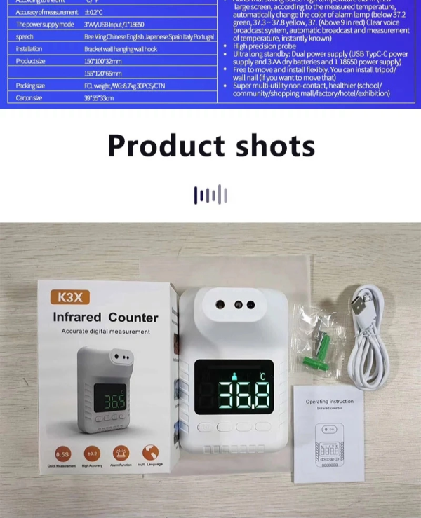China Stock K3X H3 K3 PRO K3S Infrared Forehead Thermometer Digital ...