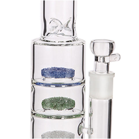 China Fashion design Water glass bong 11.8″ Triple Color Fritted Disc ...