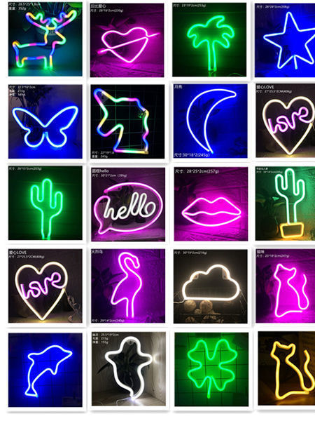 China Led Brightness Flash Battery Placement Neon Light With Holder ...