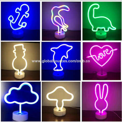China Led Brightness Flash Battery Placement Neon Light With Holder ...