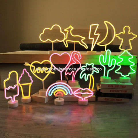 China Led Brightness Flash Battery Placement Neon Light With Holder ...