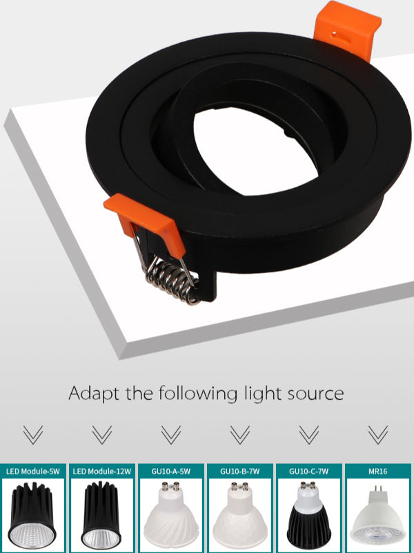 Round MR16 lamp recessed anti glare led spot light housing aluminum ...