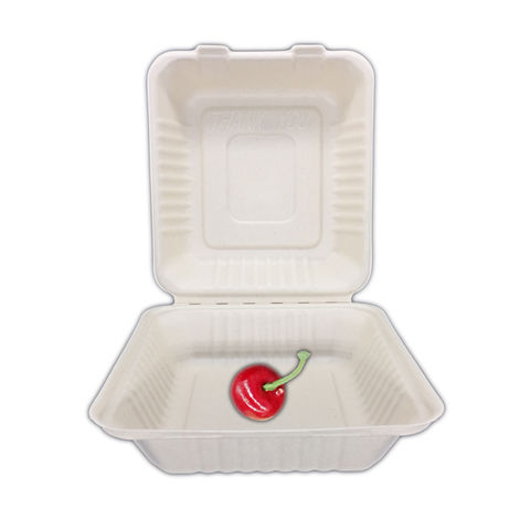 China 3-compartment Biodegradable 8" sugarcane clamshell on Global ...