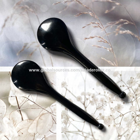 China Chinese Traditional Bian Stone Gua Sha Spoon Black Gua Sha ...