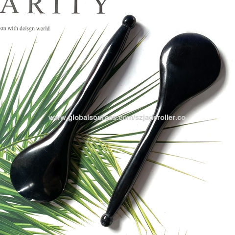 China Chinese Traditional Bian Stone Gua Sha Spoon Black Gua Sha ...