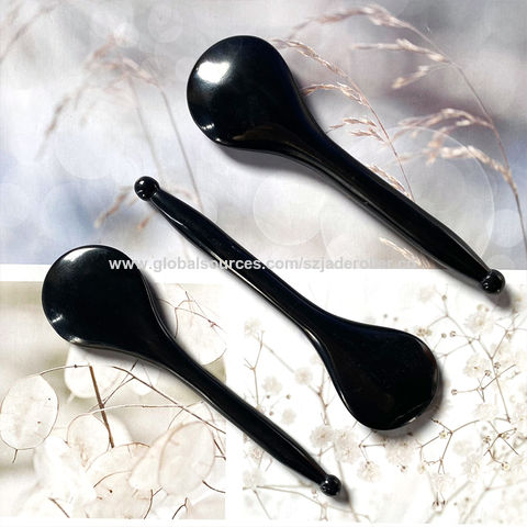 China Chinese Traditional Bian Stone Gua Sha Spoon Black Gua Sha ...