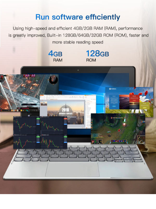 China 2 In 1 windows 10 computer 4Gb 64GB 128GB 10 inches tablet pc ...