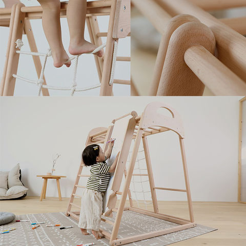 China Climbing Frames Children's home wooden climbing frame small swing ...