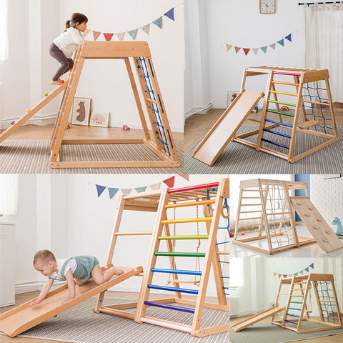China Climbing Frames Children's home wooden climbing frame small swing ...