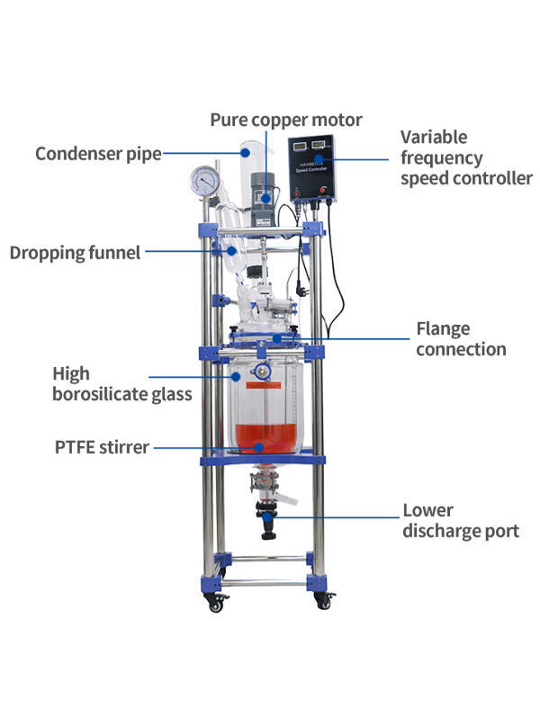 China 100L lab chemical reactor with double layer borosilicate pyrex ...