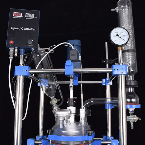 China 100L lab chemical reactor with double layer borosilicate pyrex ...