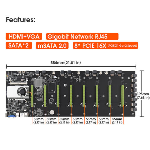 China Riserless mining rig Motherboard 8 gpu miner mainboard Ethereum ...