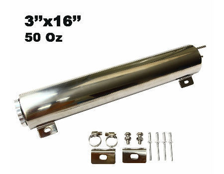 China 2x13" Polished Stainless Steel 18oz Radiator Overflow Tank ...