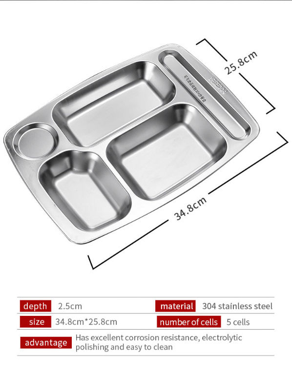 China 304 Stainless steel dinner plate for hospital school and company ...