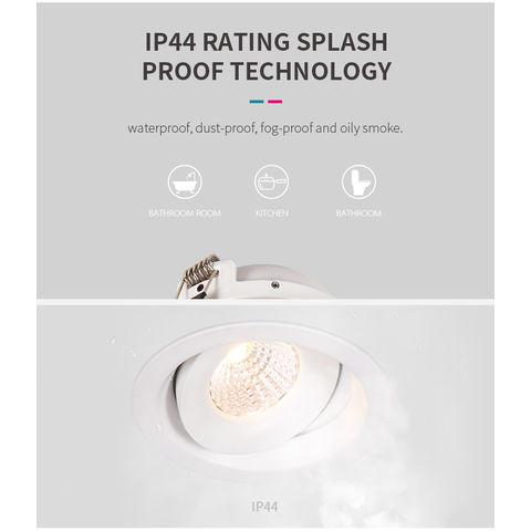 China Eyeball ultra slim gimbal adjustable cob led downlights IP44 9.5 watt gyro dimmable led ...